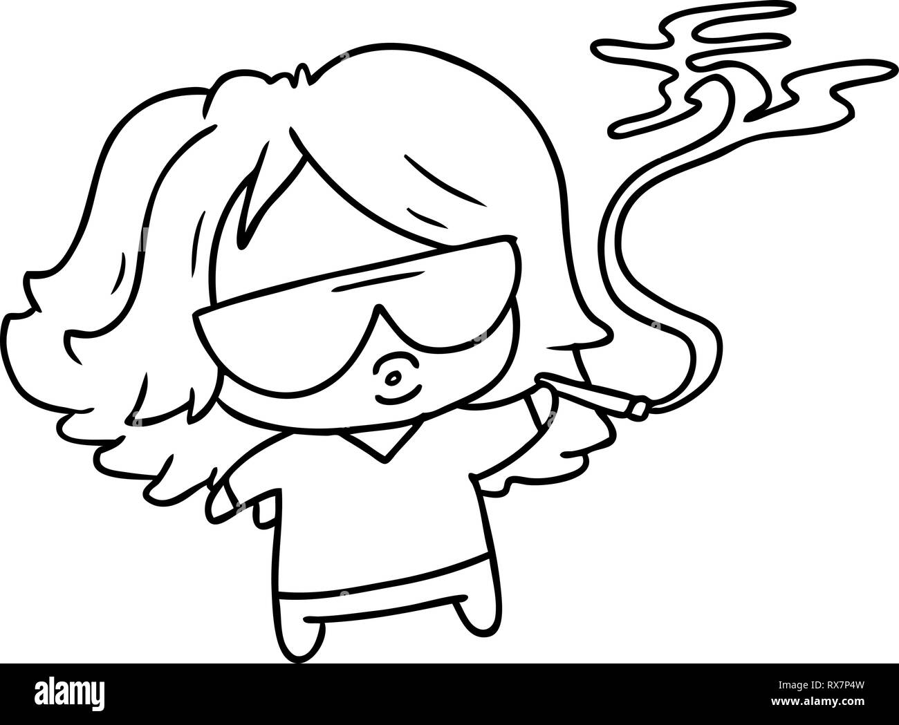 A girl smoking drawing Stock Vector Images - Alamy