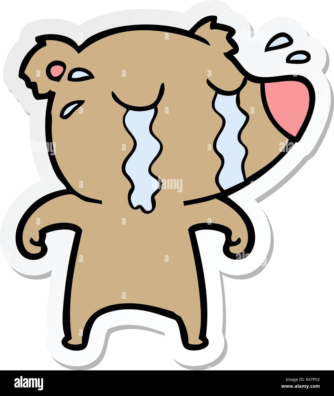 sticker of a cartoon crying bear Stock Vector Image & Art - Alamy