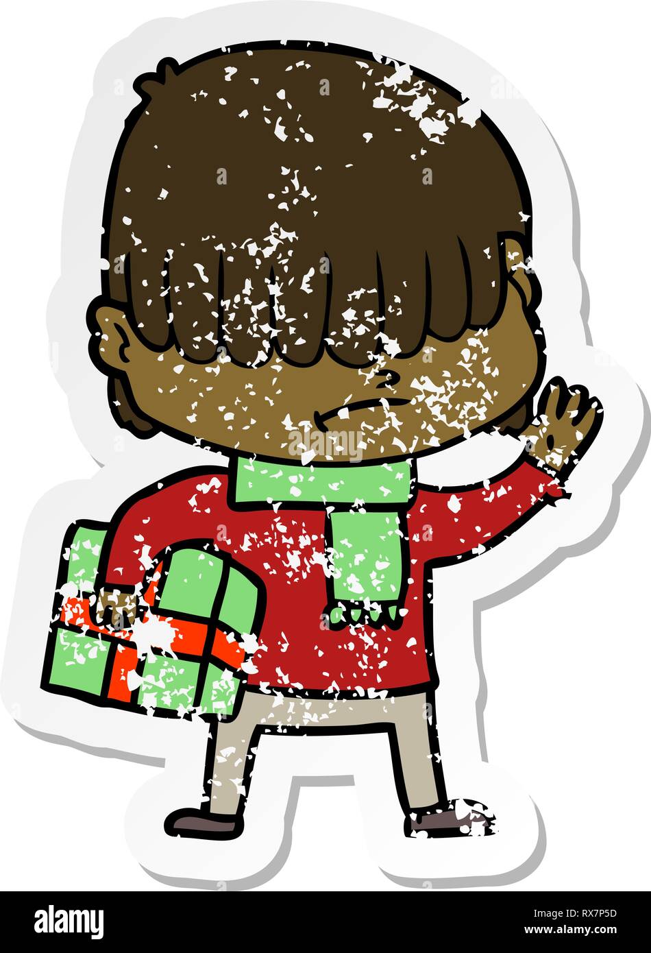 distressed sticker of a cartoon boy with untidy hair Stock Vector Image ...