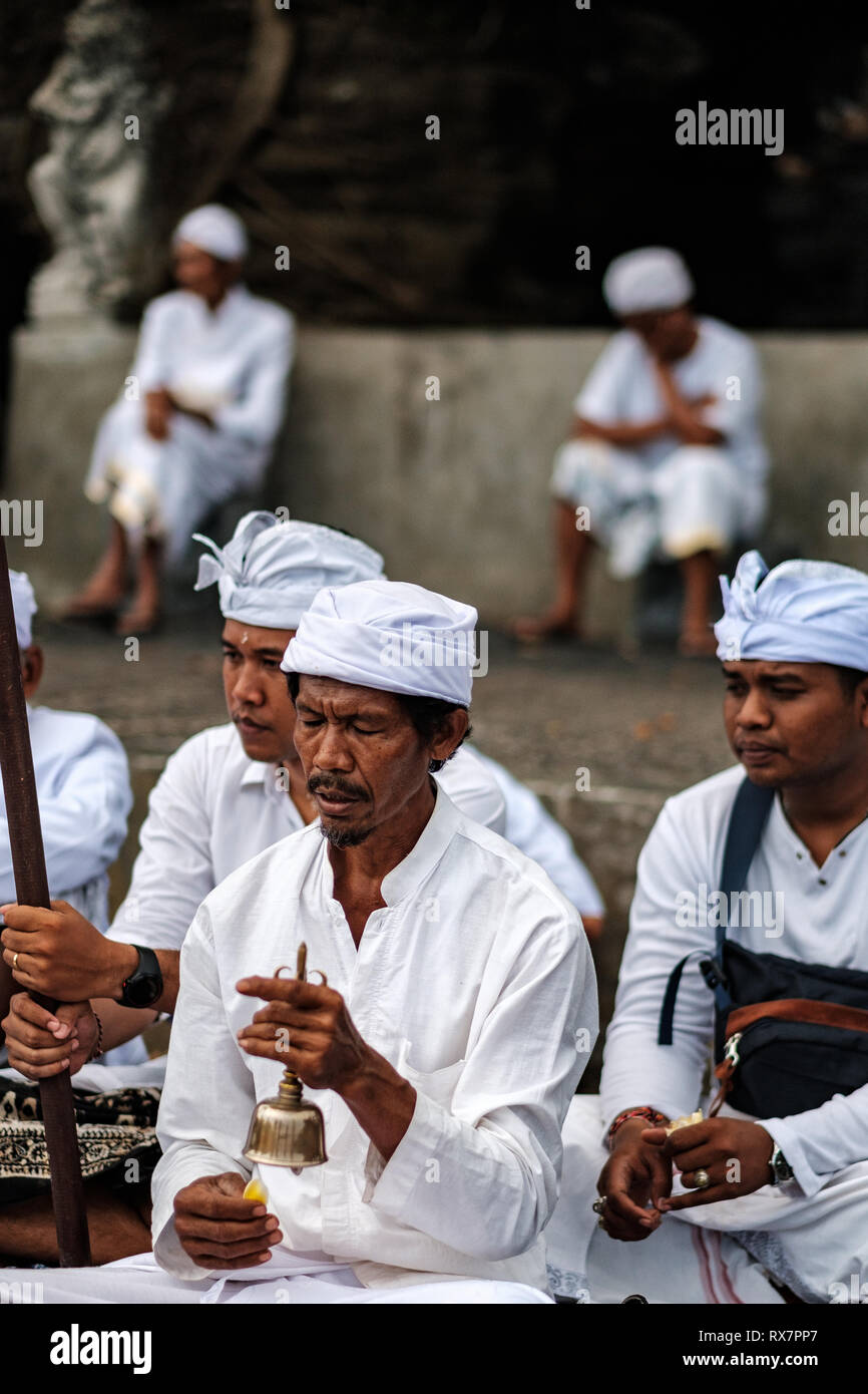 Balinese religious beach ceremony, Tabanan, Bail, Indonesia Stock Photo ...