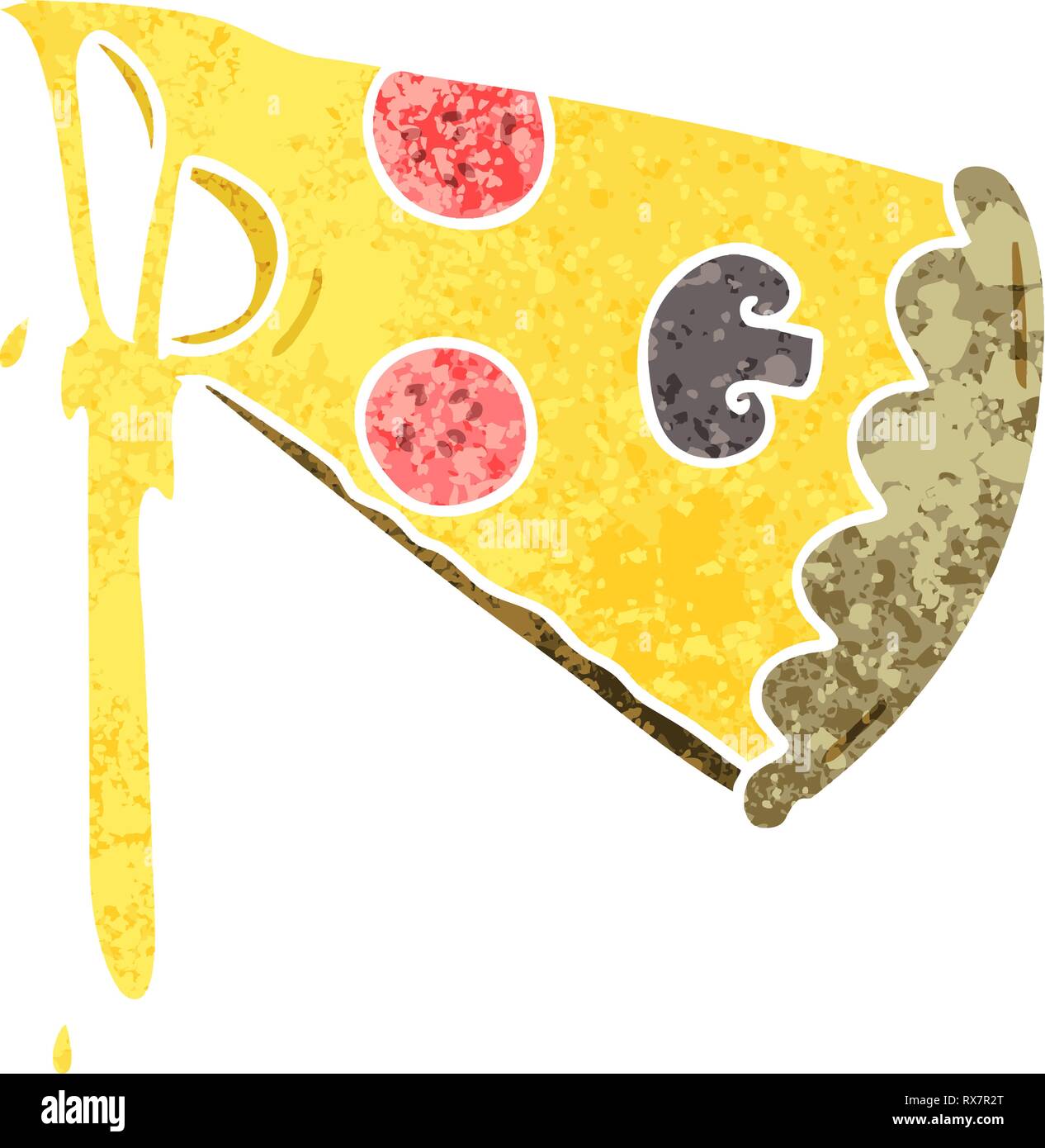 retro illustration style quirky cartoon slice of pizza Stock Vector ...