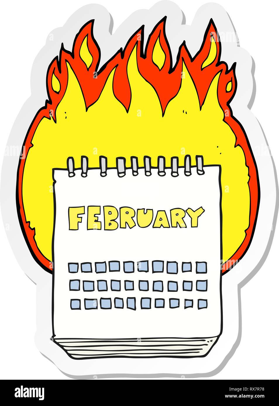 sticker of a cartoon calendar showing month of february Stock Vector ...