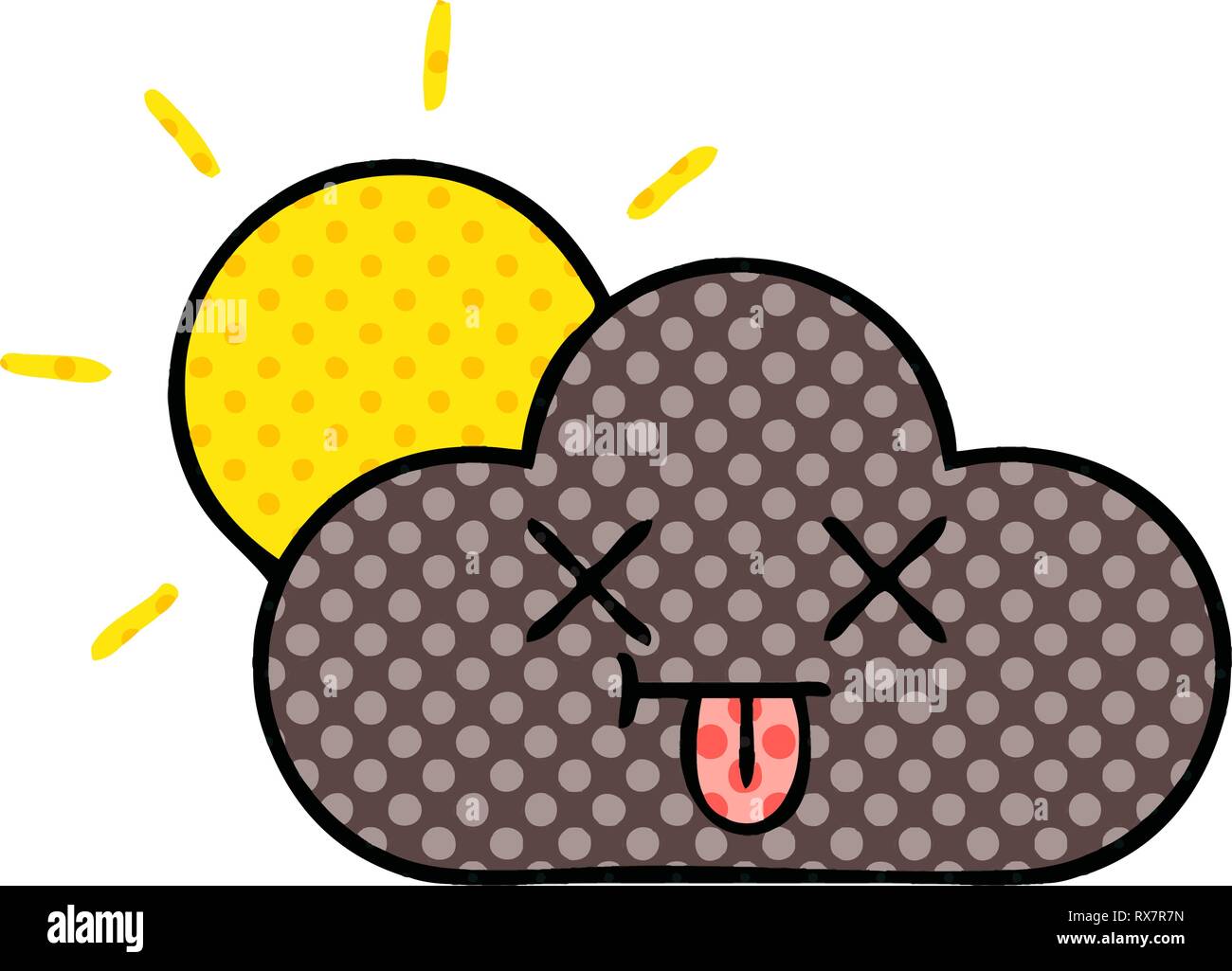 comic book style cartoon of a storm cloud and sun Stock Vector Image ...