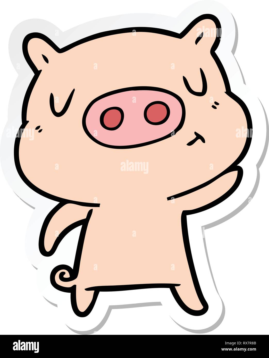 sticker of a cartoon content pig Stock Vector Image & Art - Alamy