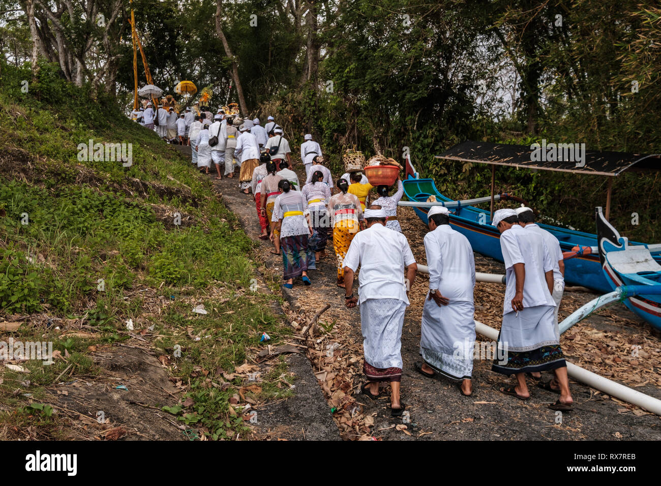 Balinese religious beach ceremony, Tabanan, Bail, Indonesia Stock Photo ...