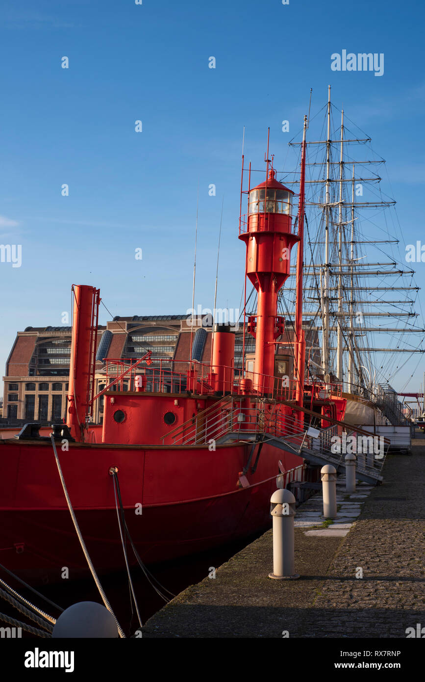 Red flagship in the port of Dunkirk in France Stock Photo - Alamy