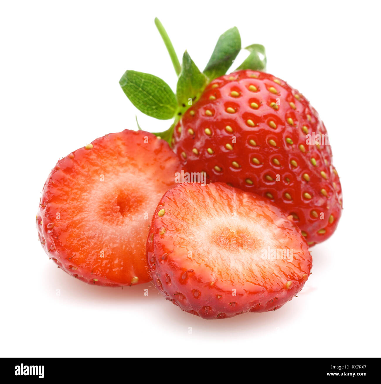 Half and whole strawberries isolated on white background Stock Photo ...