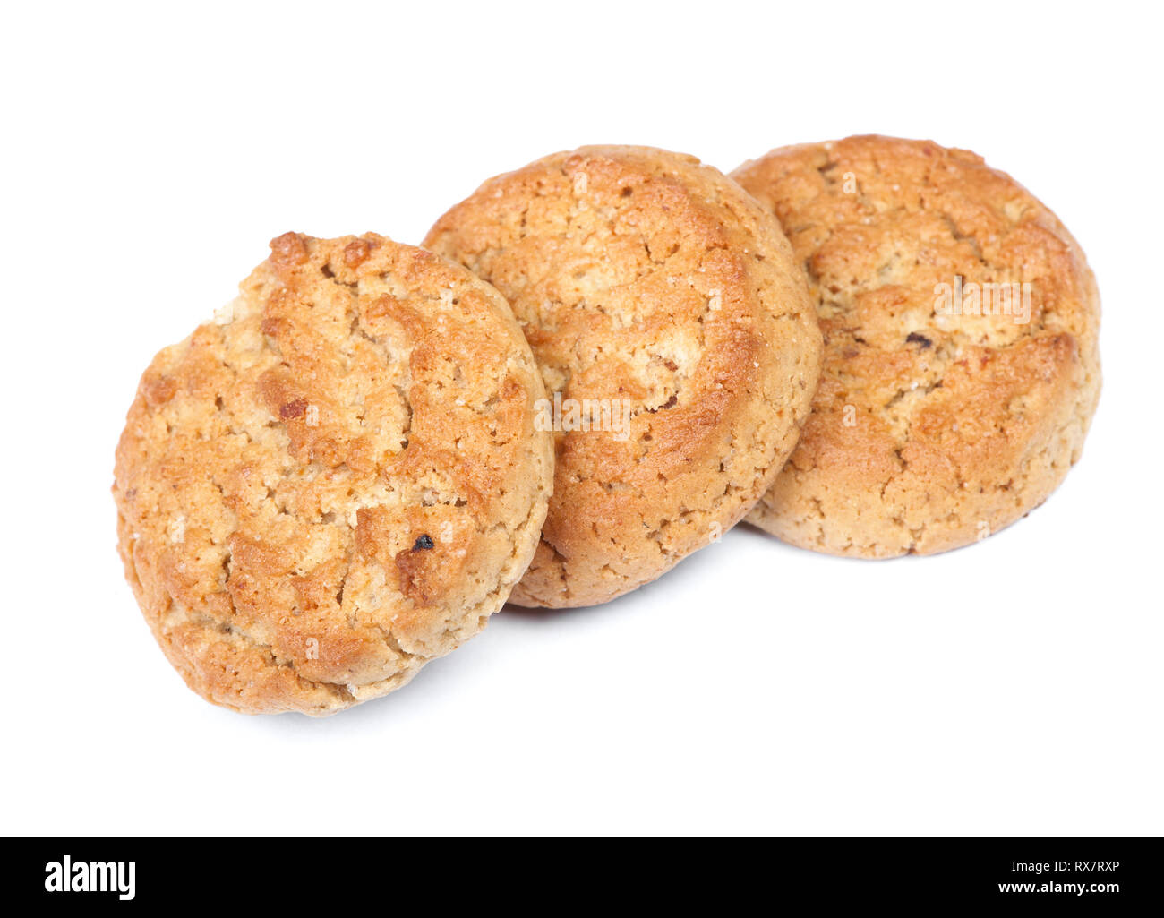 Stack of round oatmeal cookies isolated on white background Stock Photo ...
