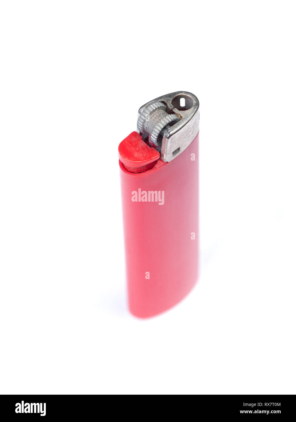 Red plastic gas disposable lighter isolated on white background Stock ...