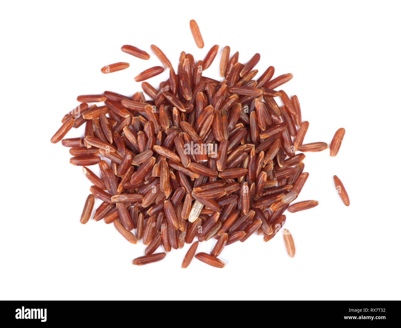Heap of raw dry brown rice isolated on white background Stock Photo - Alamy