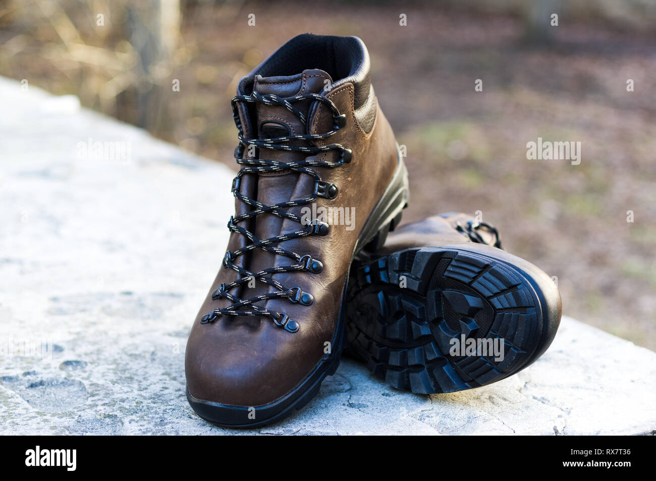 A pair of men's shoes for tourism. Men's leather shoes. Photo of shoes ...