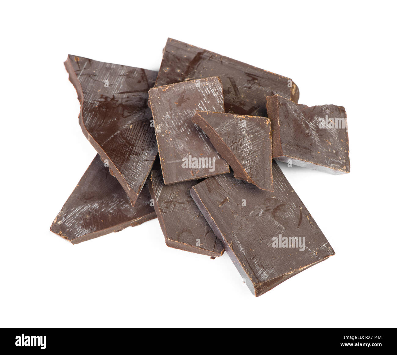 Pieces of broken bar of chocolate isolated on white Stock Photo - Alamy