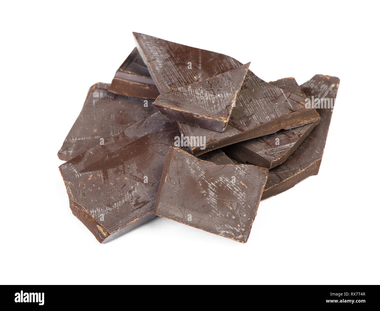 Pieces of broken bar of chocolate isolated on white Stock Photo - Alamy
