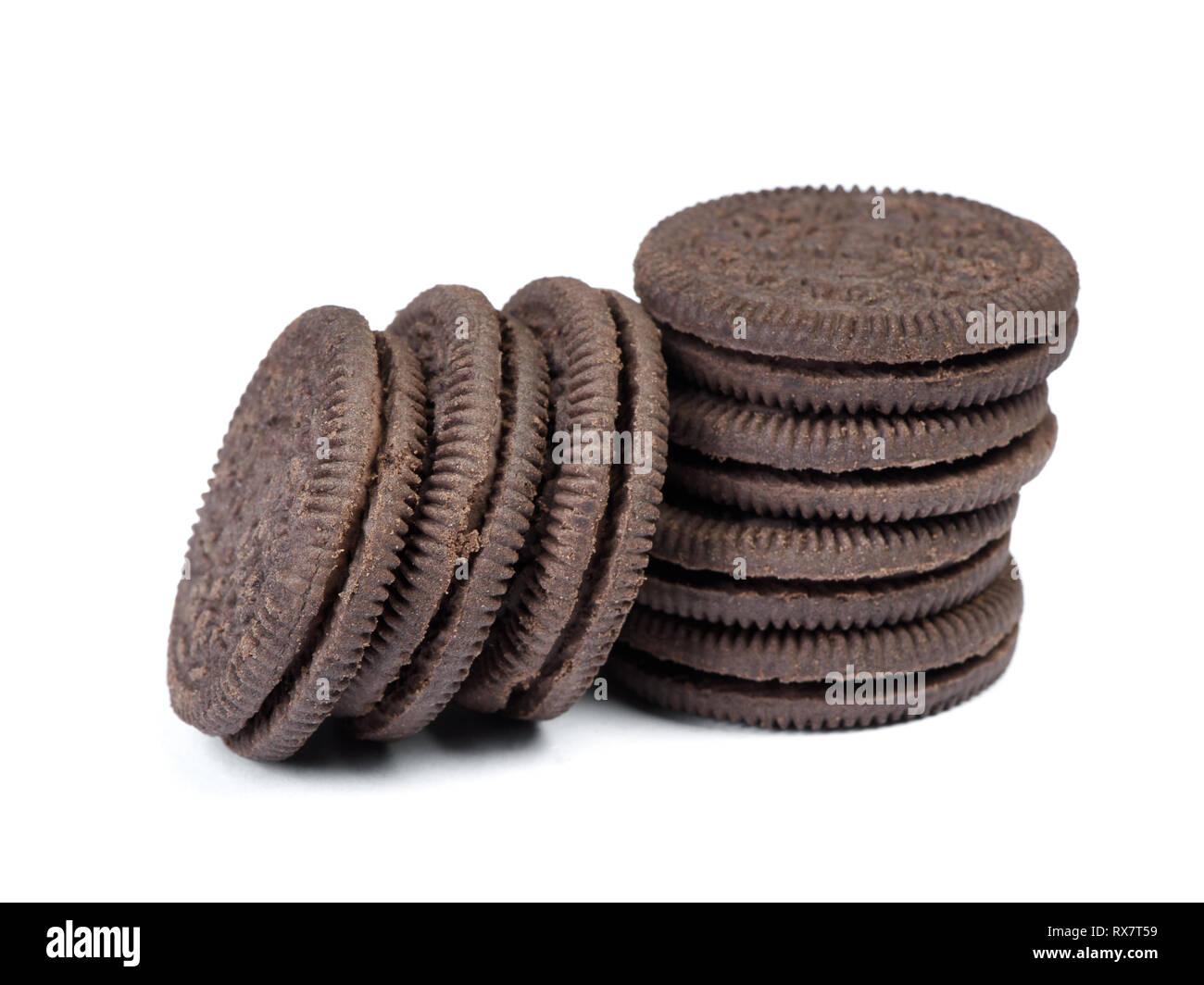 Stack of round chocolate cookies isolated on white background Stock ...