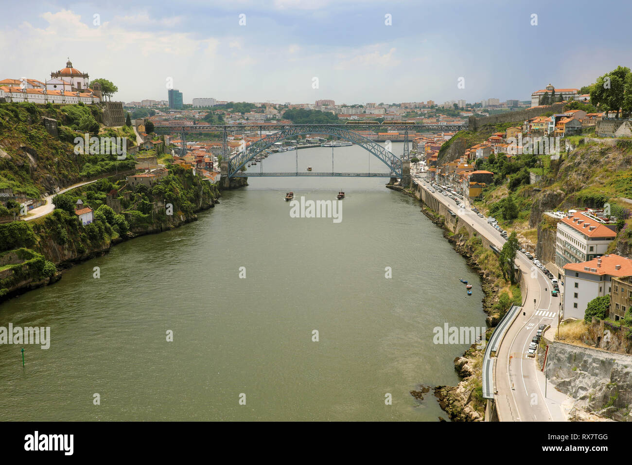 Porto City aerial view with Dom Luis I bridge, Portugal Stock Photo - Alamy