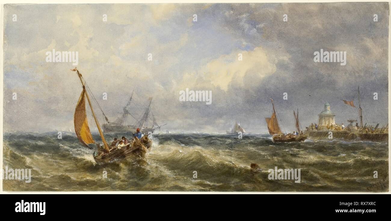 Coastal View with Shipping. Edwin Hayes; Irish, born England, 1819-1904 ...
