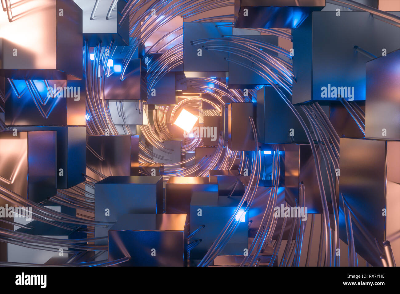 purple cubes vortex, 3d rendering Stock Photo - Alamy