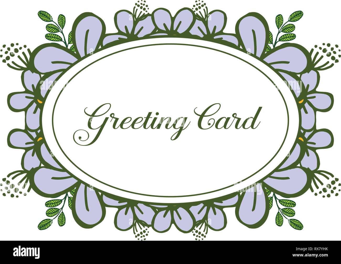 Vector illustration greeting card design with bright purple flower ...