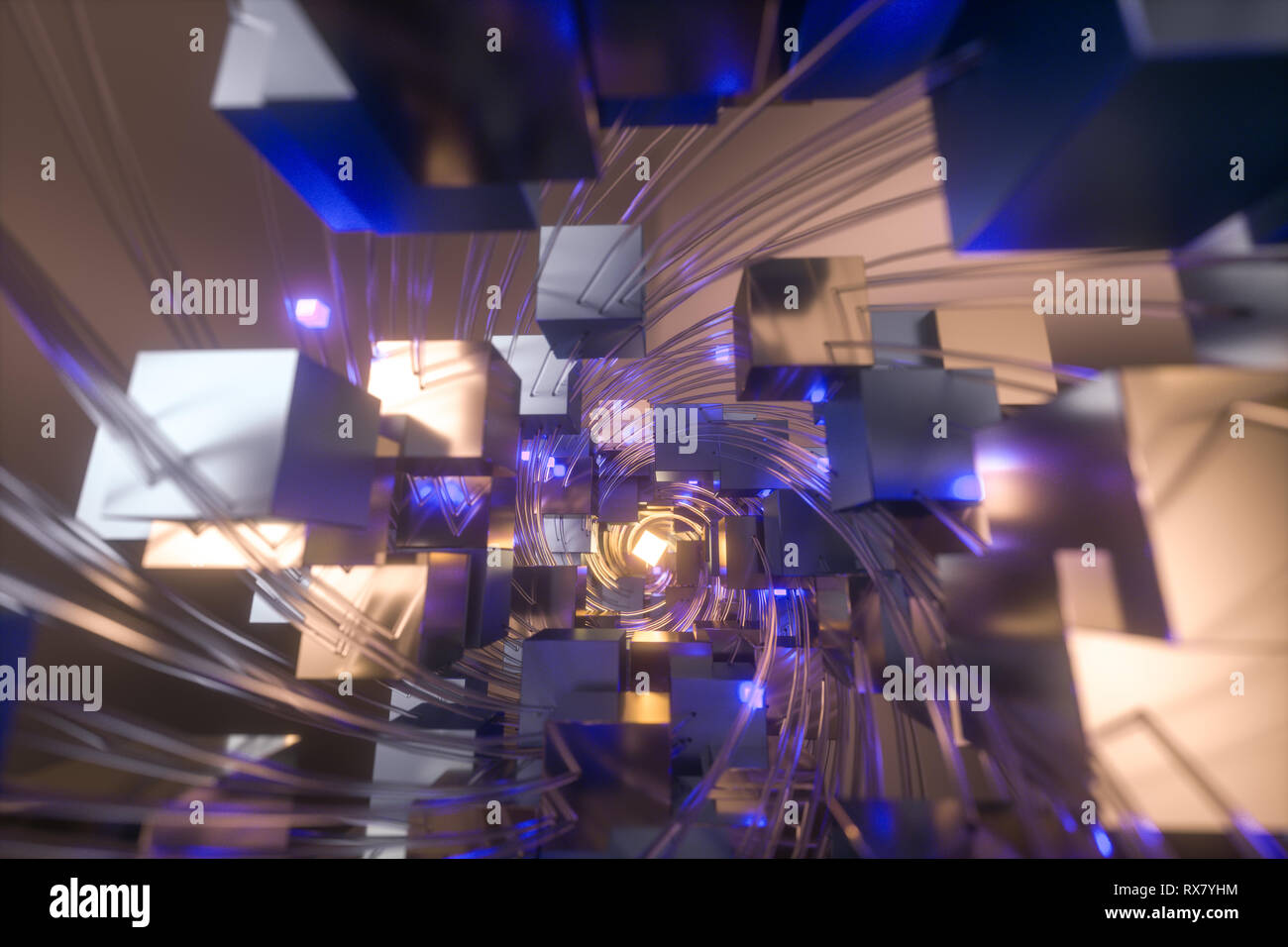 purple cubes vortex, 3d rendering Stock Photo - Alamy