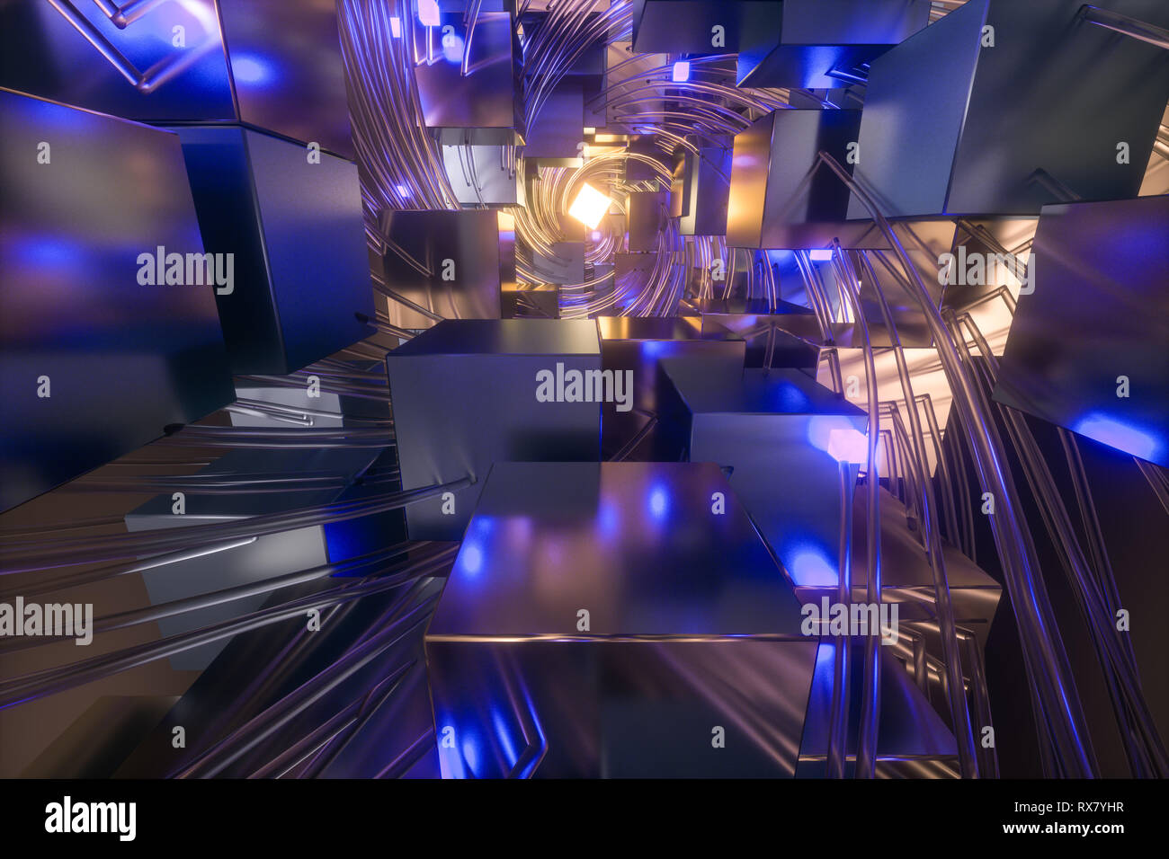 purple cubes vortex, 3d rendering Stock Photo - Alamy