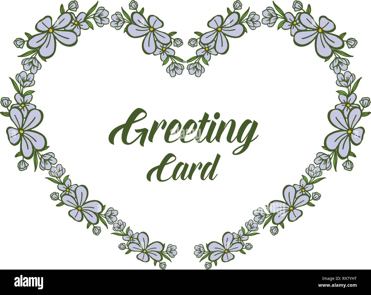 Vector illustration greeting card design with bright purple flower ...