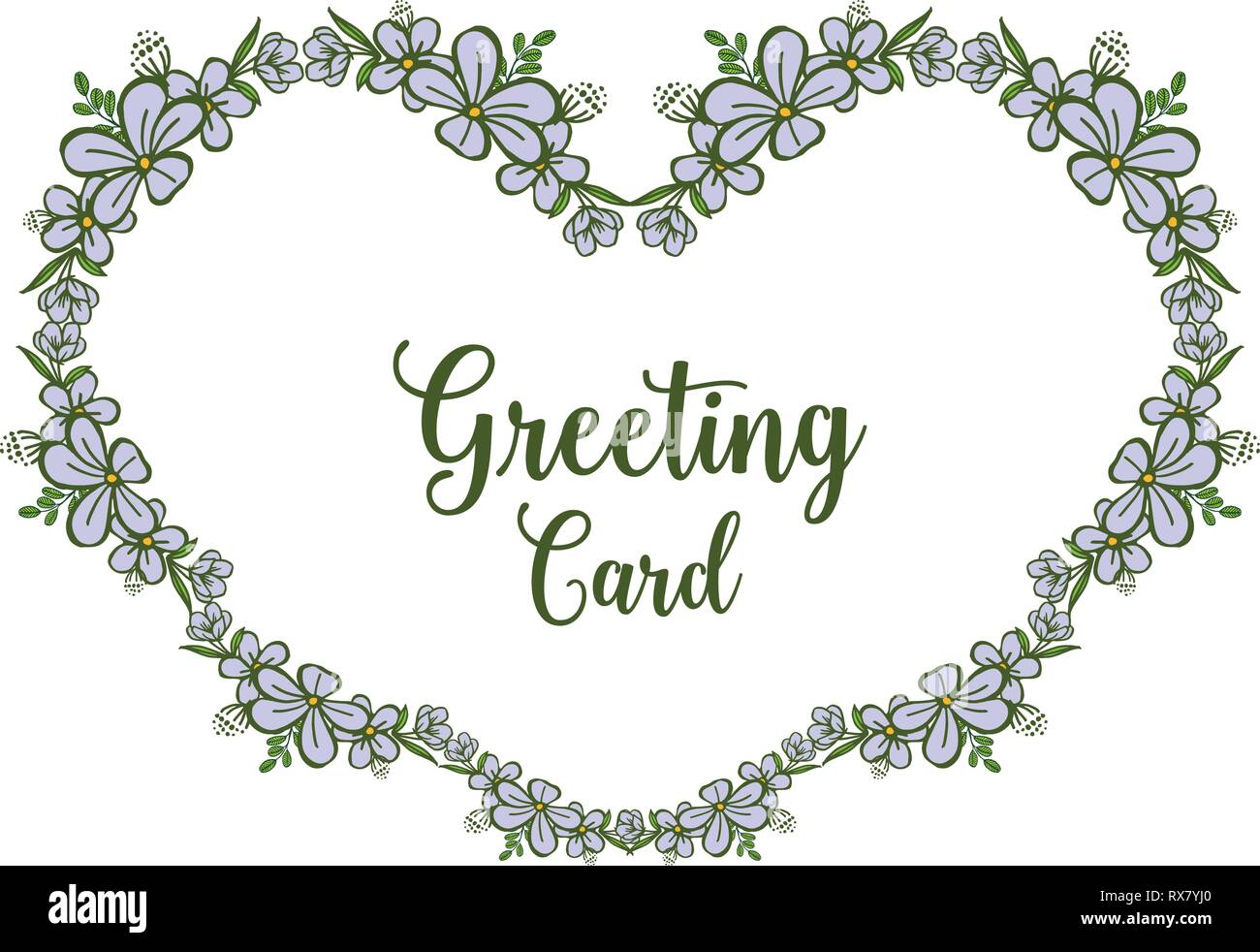 Vector illustration greeting card design with bright purple flower ...