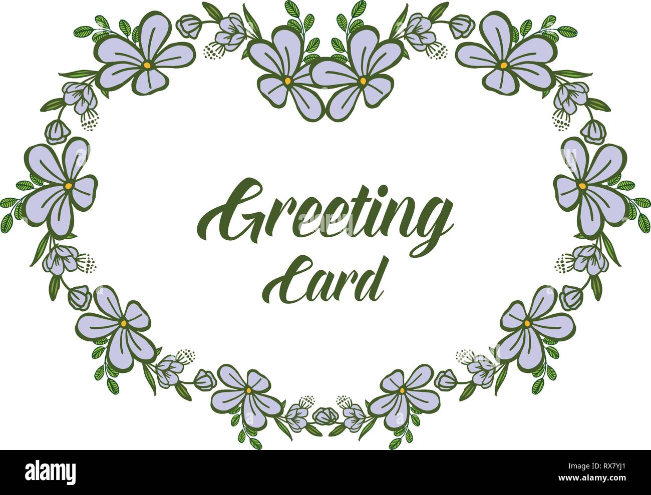 Vector illustration greeting card design with bright purple flower ...