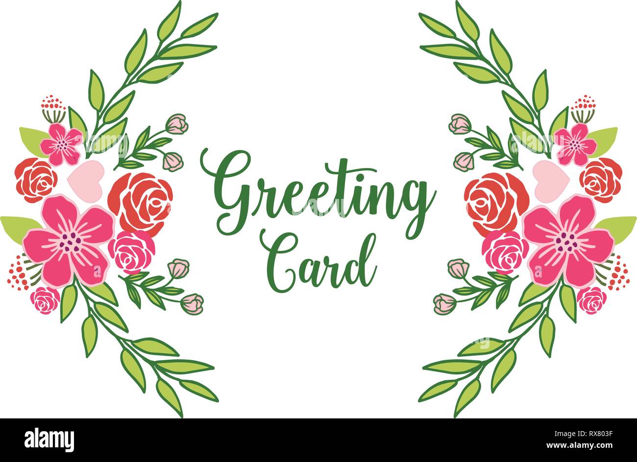 Vector illustration green leaf floral frame for lettering of greeting ...