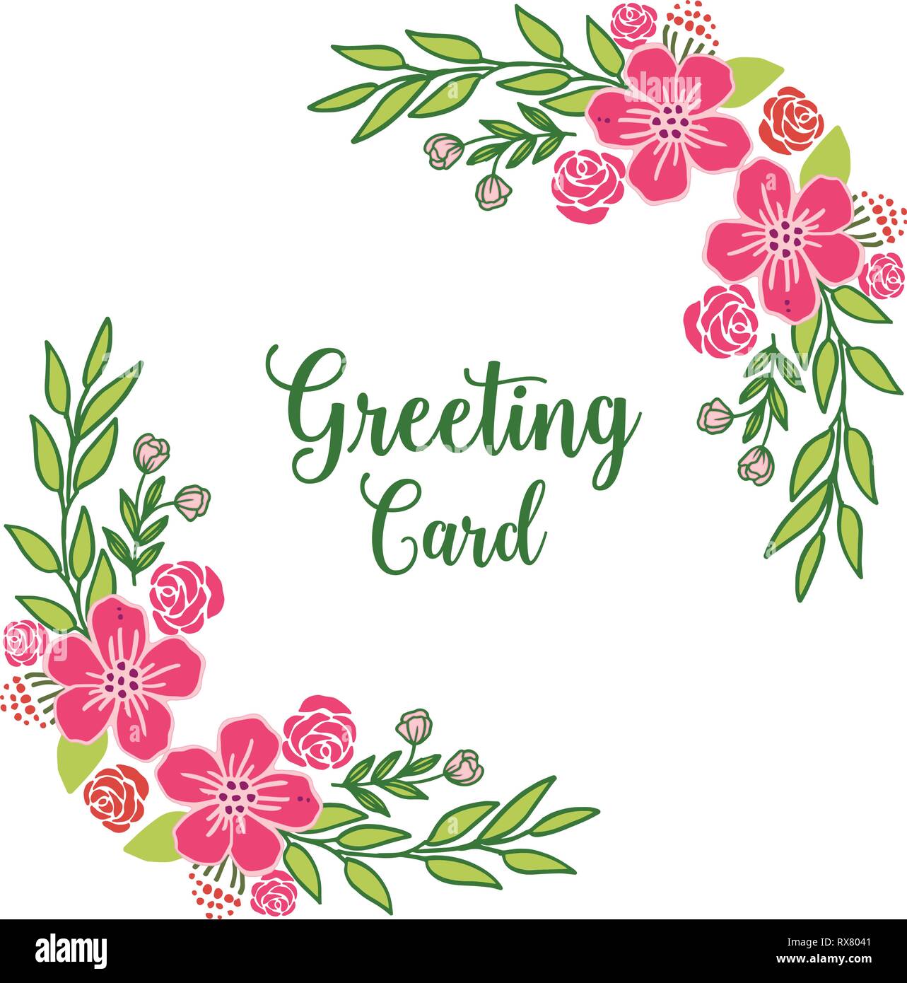 Vector illustration green leaf floral frame for lettering of greeting ...