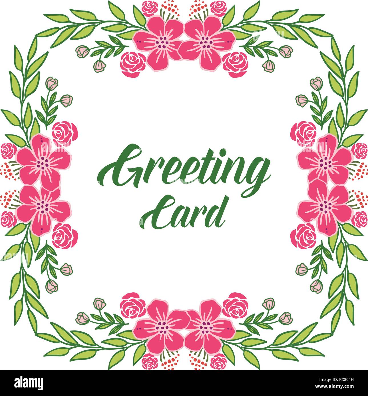 Vector illustration green leaf floral frame for lettering of greeting ...