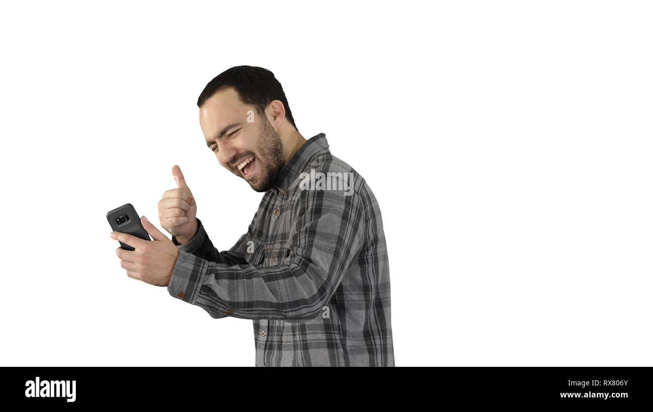 Medium shot side view. Portrait of successful handsome young man video ...