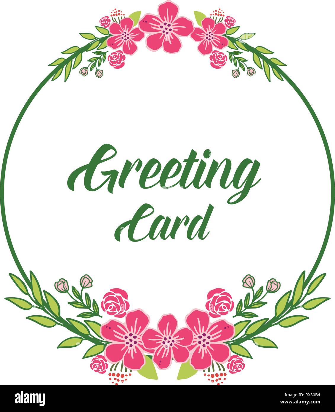 Vector illustration round flower frame for greeting card template hand ...