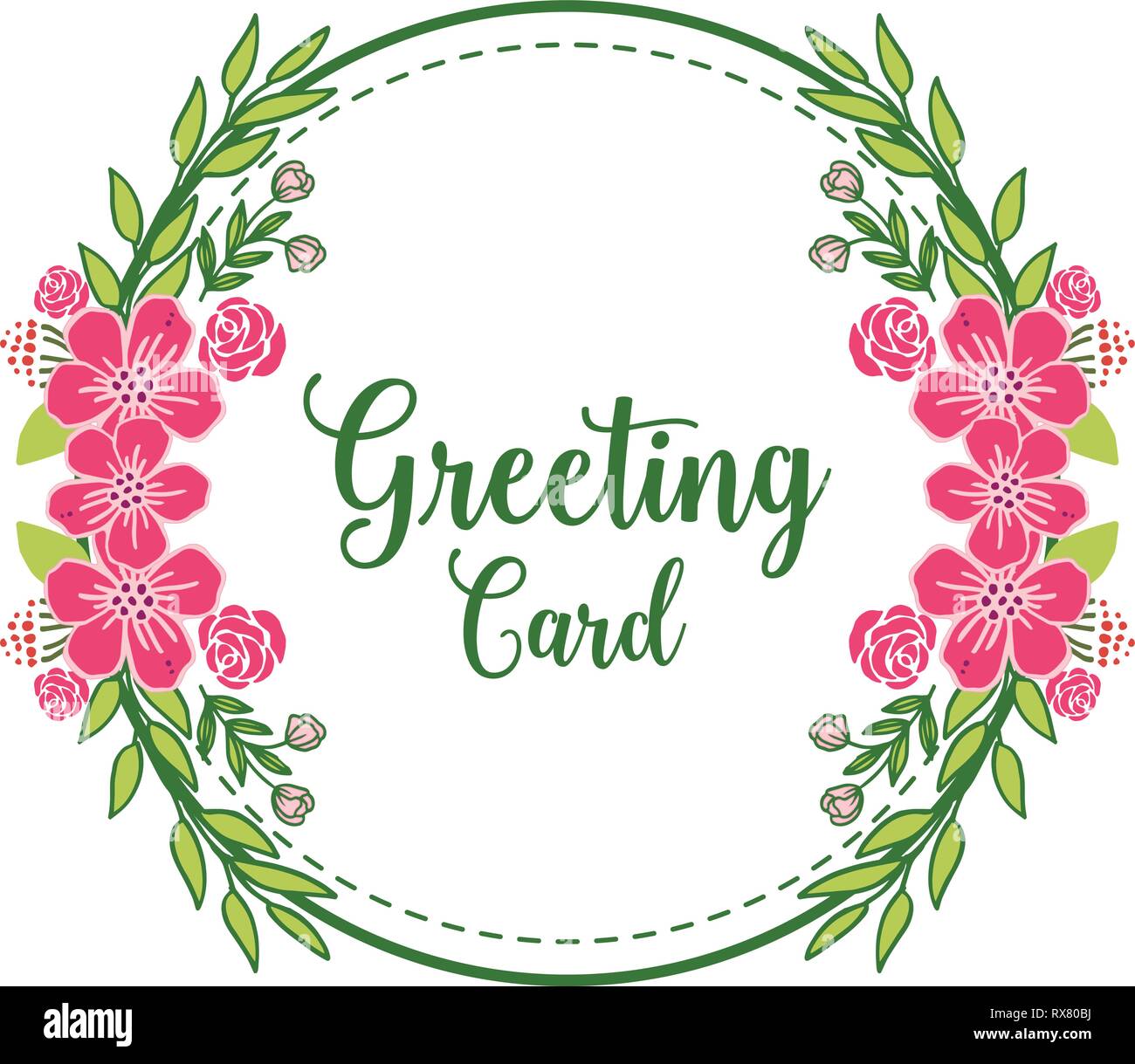 Vector illustration round flower frame for greeting card template hand ...