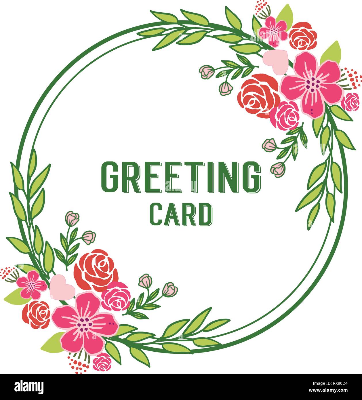 Vector illustration round flower frame for greeting card template hand ...