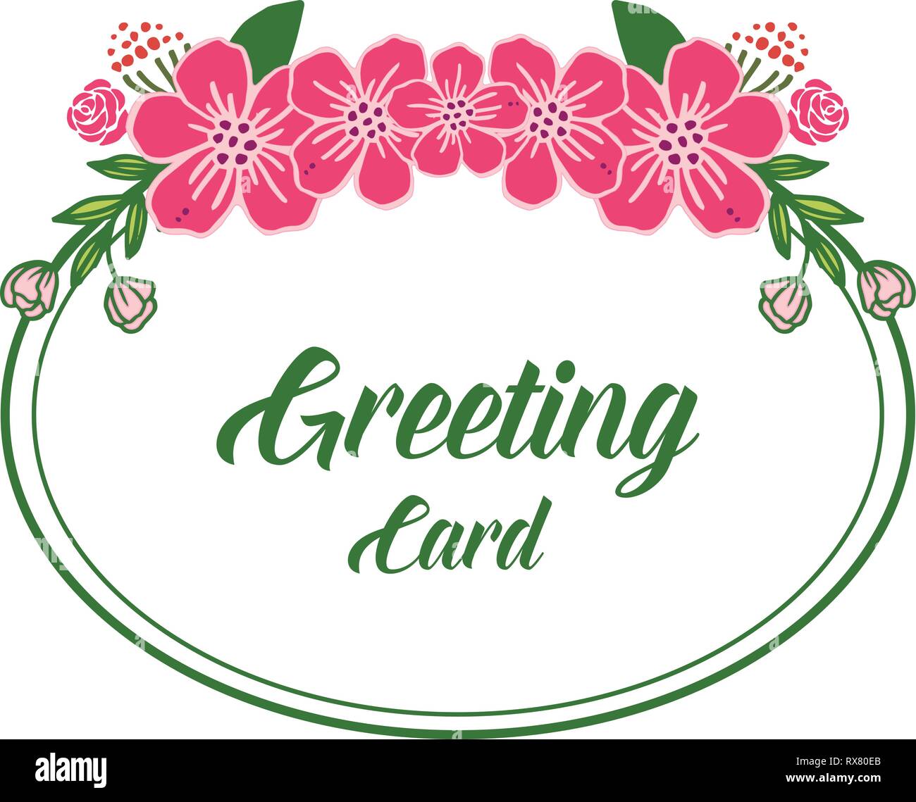 Vector illustration round flower frame for greeting card template hand ...