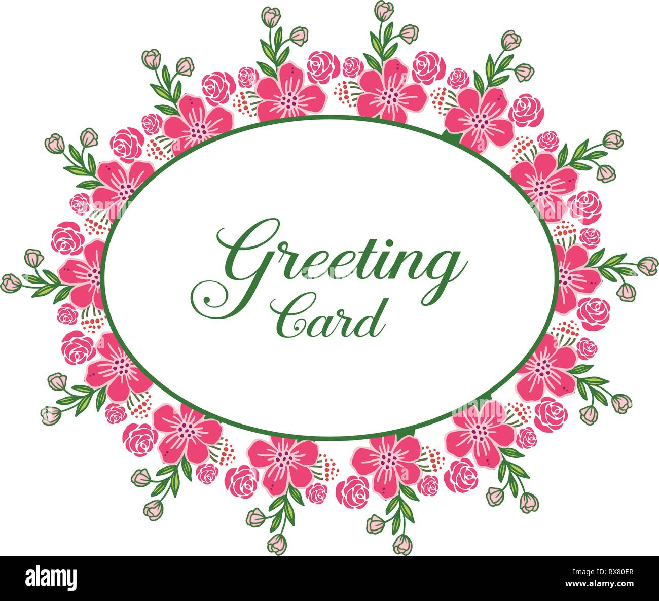 Vector illustration round flower frame for greeting card template hand ...