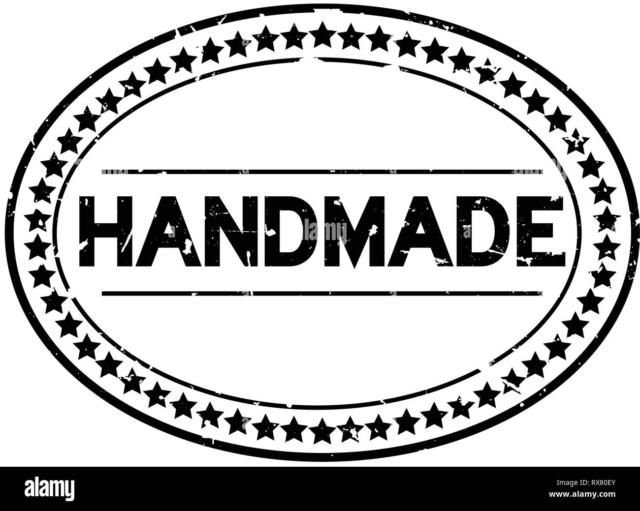 Grunge black handmade word oval rubber seal stamp on white background ...