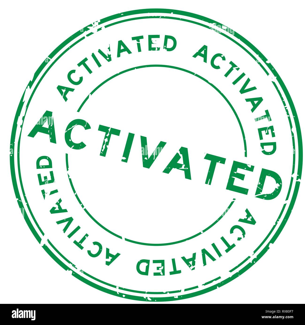 Grunge green activated rubber seal stamp on white background Stock ...
