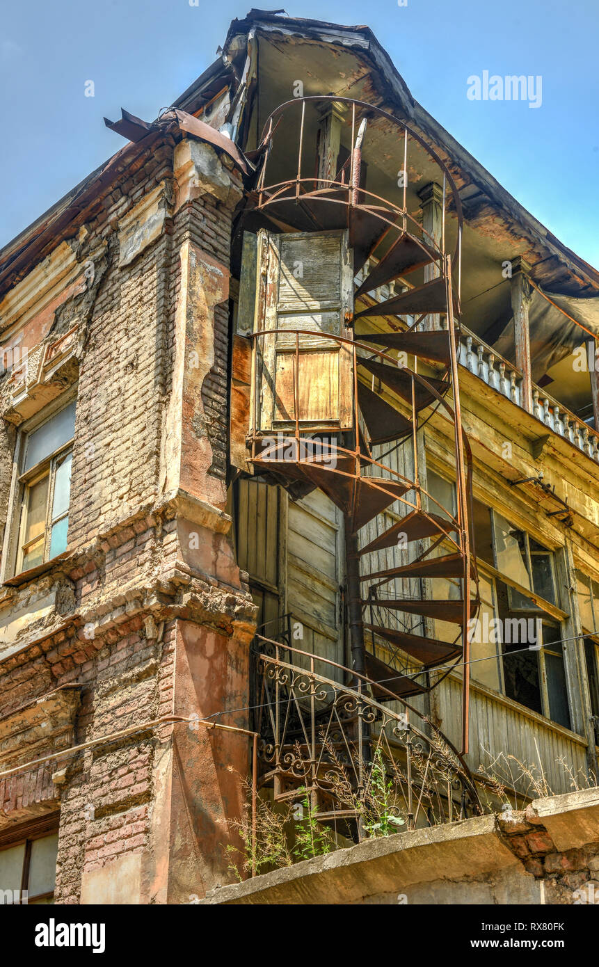 Balconies and streets of the Old Town in Tbilisi Georgia Stock Photo ...