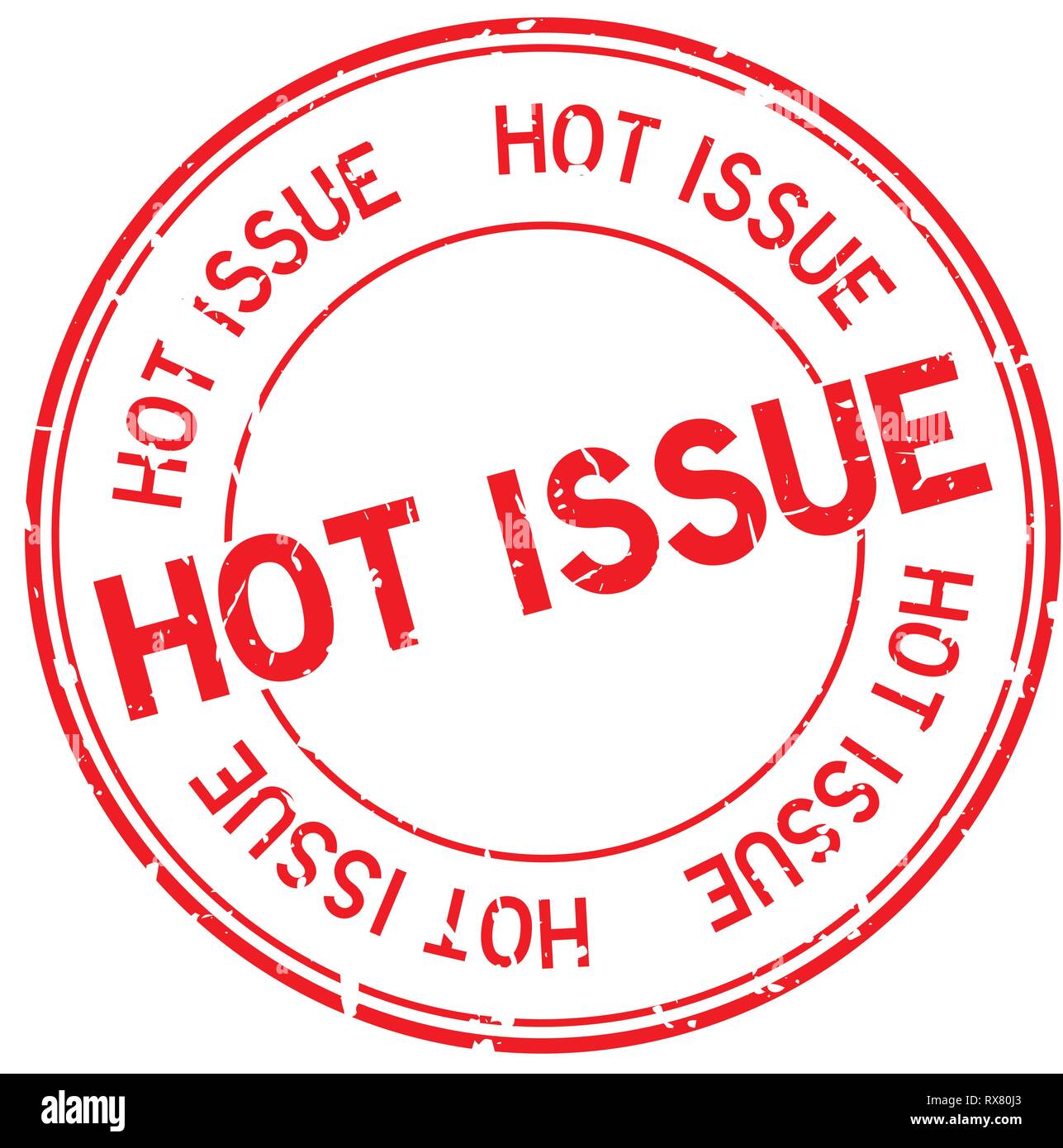 Grunge red hot issue word round rubber seal stamp on white background ...