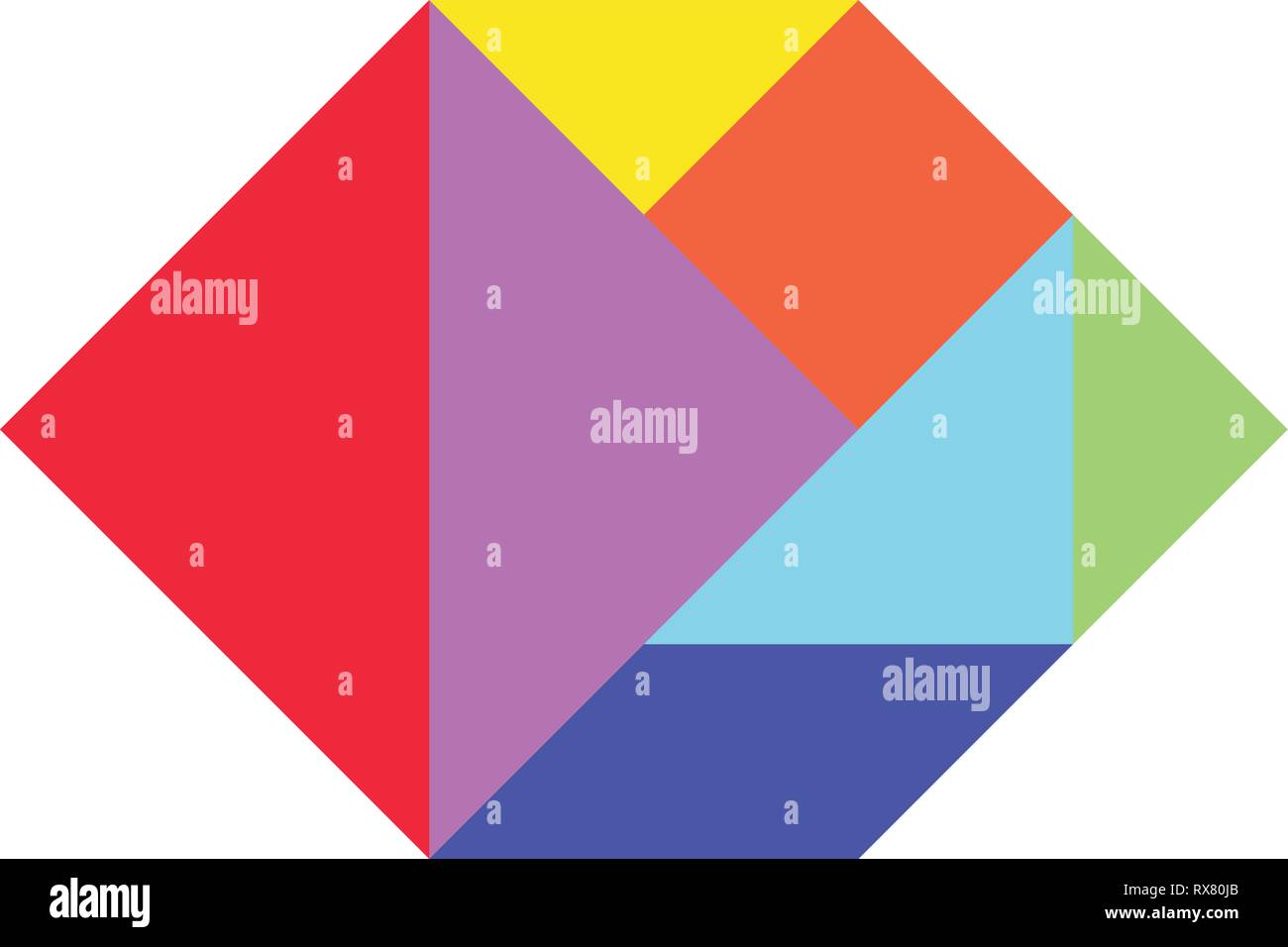 Color tangram puzzle in hexagon shape on white background (Vector Stock ...