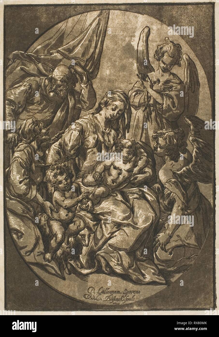 Holy Family in an Oval Frame. Ludolph Büsinck; German, c. 1590-after ...