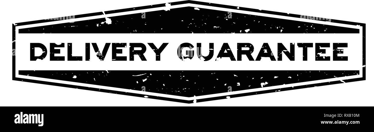 Grunge black delivery guarantee word hexagon rubber seal stamp on white ...
