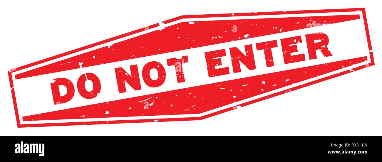Grunge Red Do Not Enter Word Hexagon Rubber Seal Stamp On White