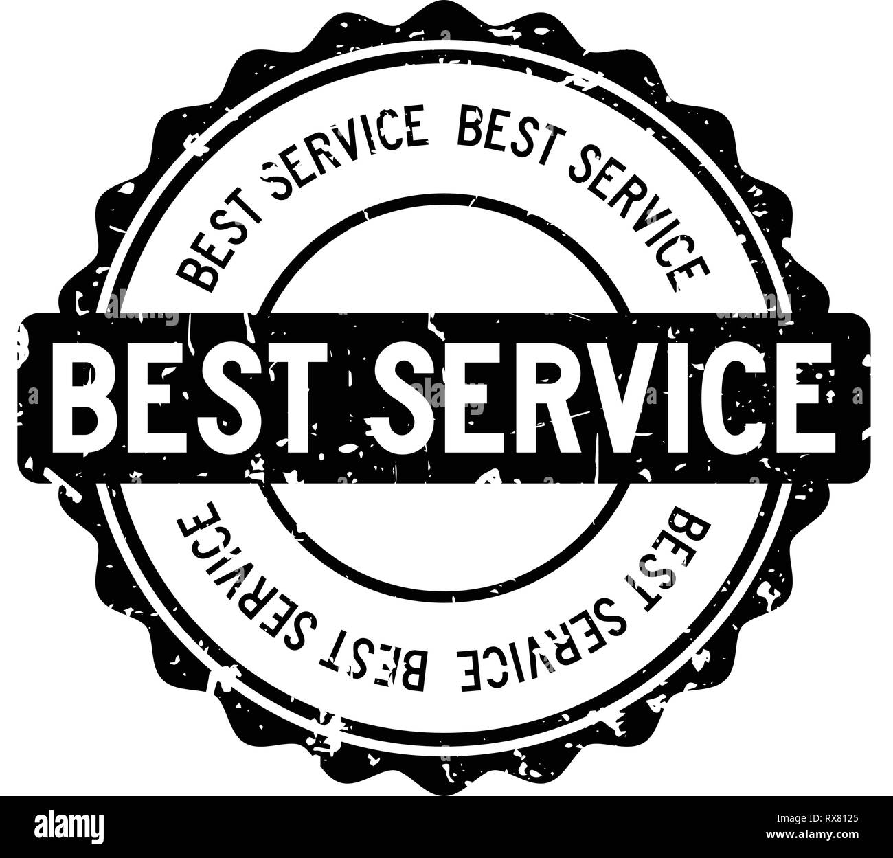 Grunge black best service word round rubber seal stamp on white ...