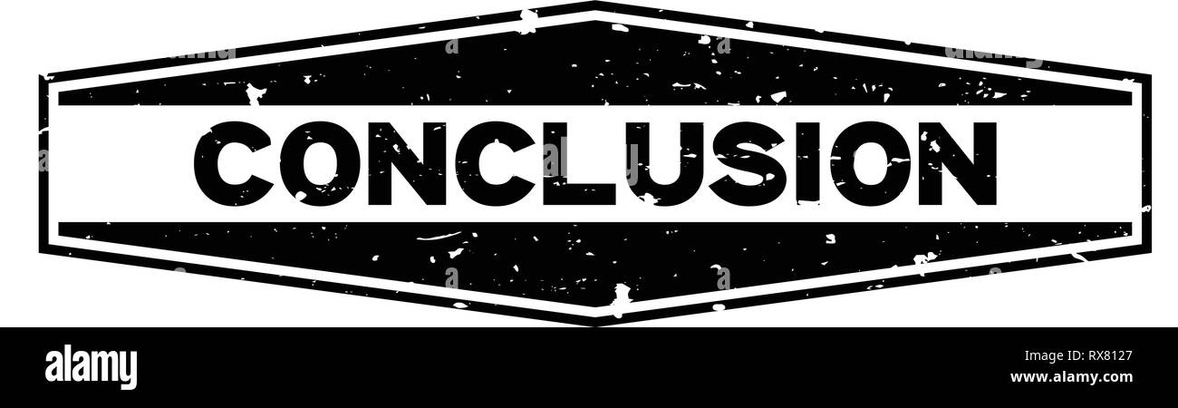 Grunge black conclusion word hexagon rubber seal stamp on white ...