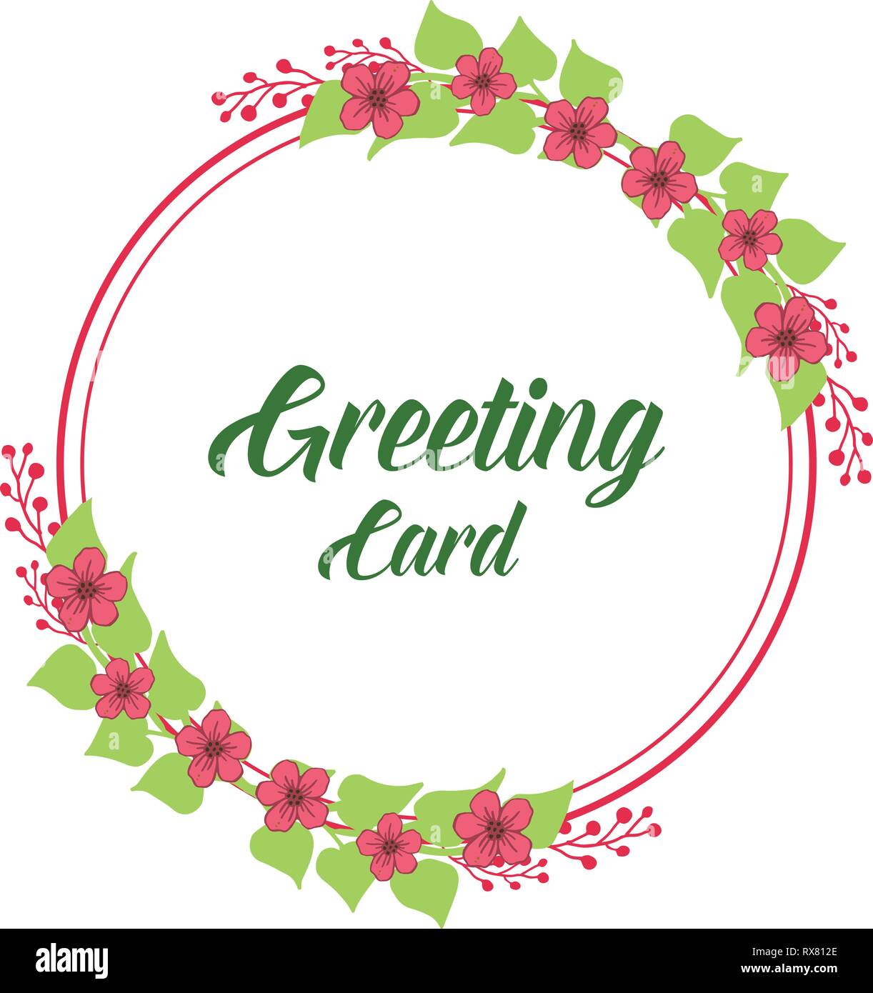 Vector illustration greeting card template with floral frame white ...