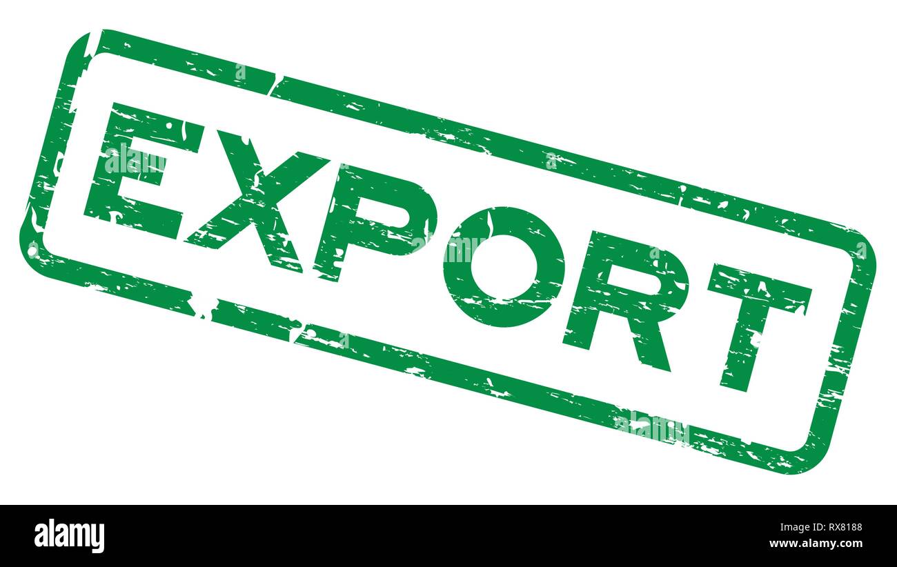 Grunge green export square rubber seal stamp on white background Stock ...