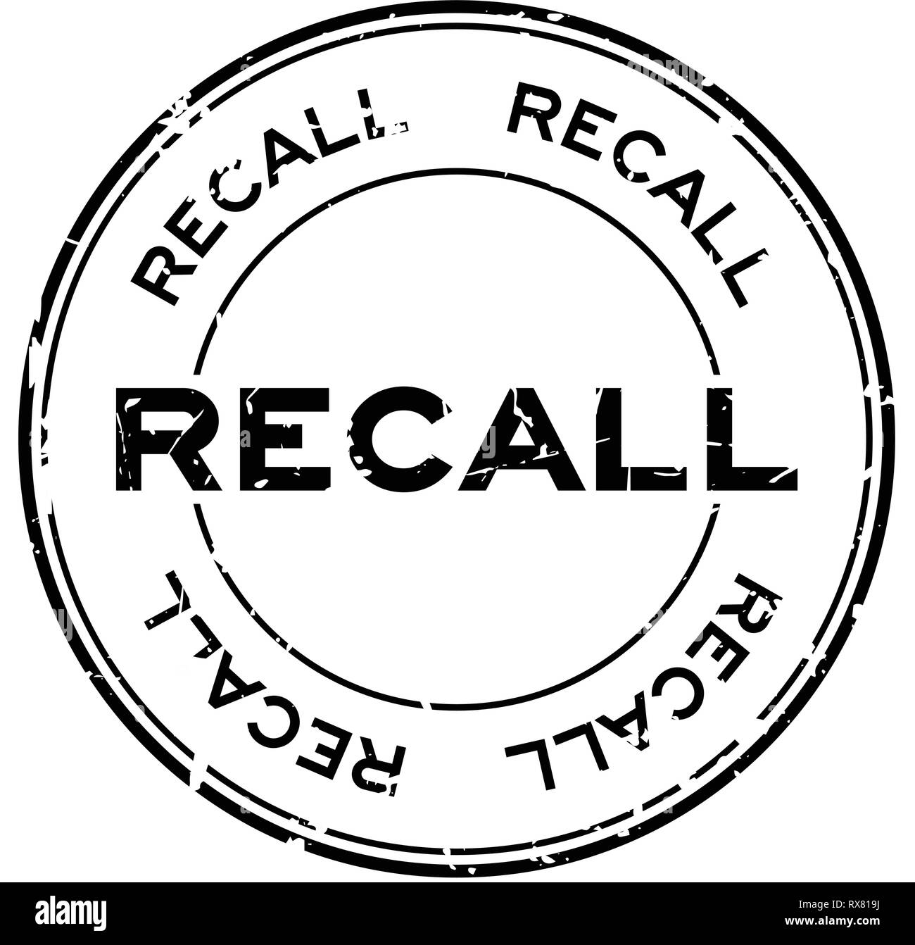 Grunge black recall round rubber seal stamp on white background Stock ...