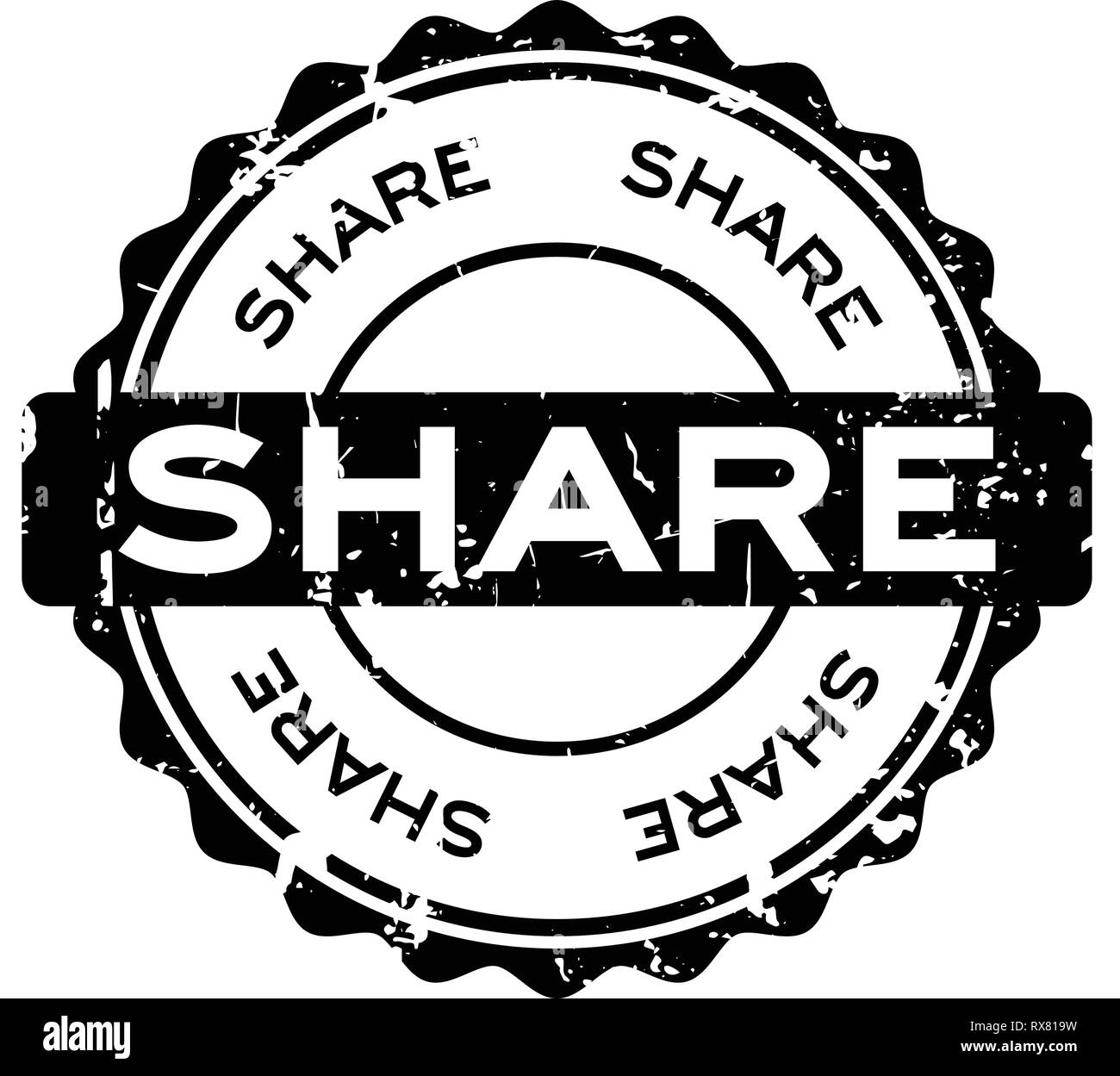 Grunge black share round rubber seal stamp on white background Stock ...